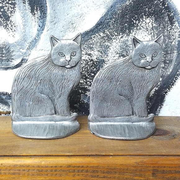 No brand | Accents | Vintage Pewter Cat Bookends 65 T X 45 W | Poshmark